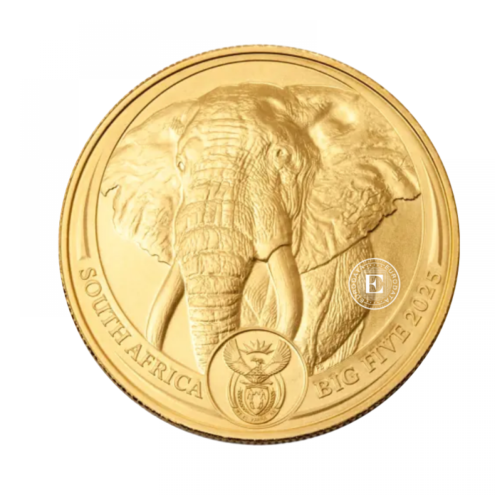 1 oz (31.10 g) auksinė moneta Didysis penketas - Dramblys,